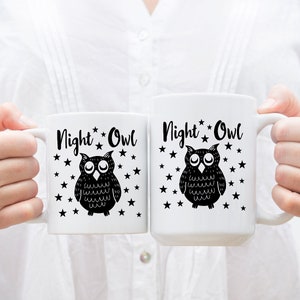 Coffee Mug, Night Owl, Owl Art, Stars, Insomnia, up All Night, Can't ...