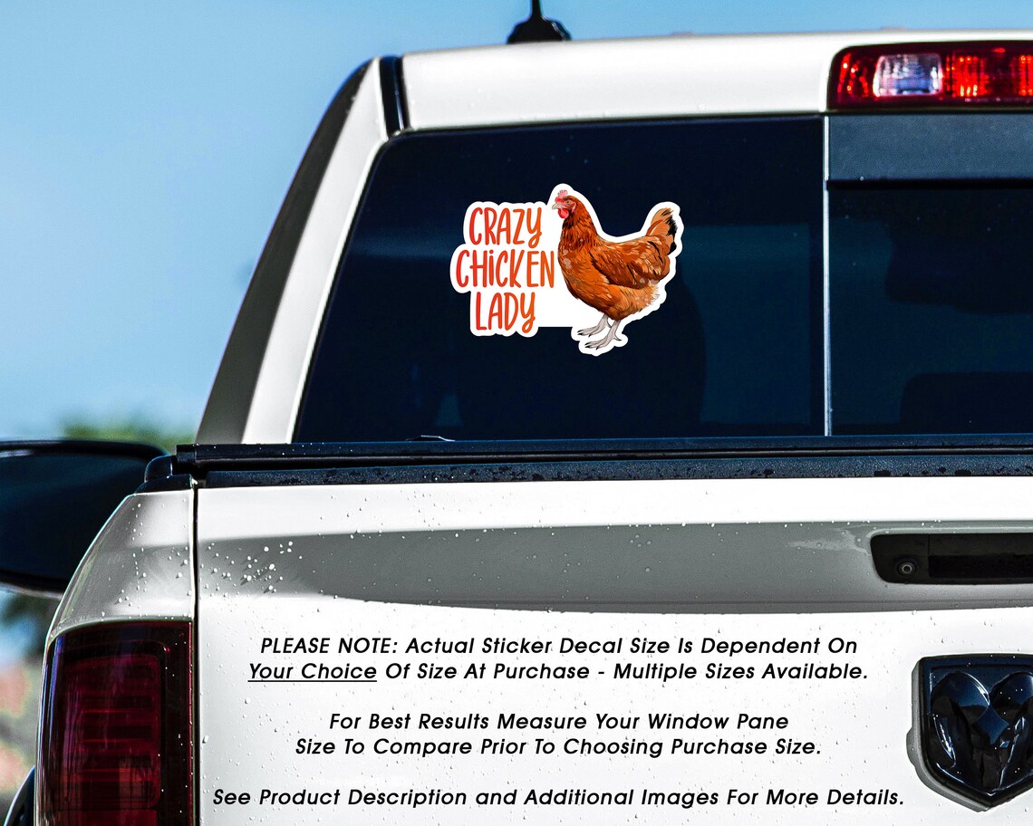 Crazy Chicken Lady, Vinyl Decal Sticker Sizes 2 Inch up to 7.5 Inch ...
