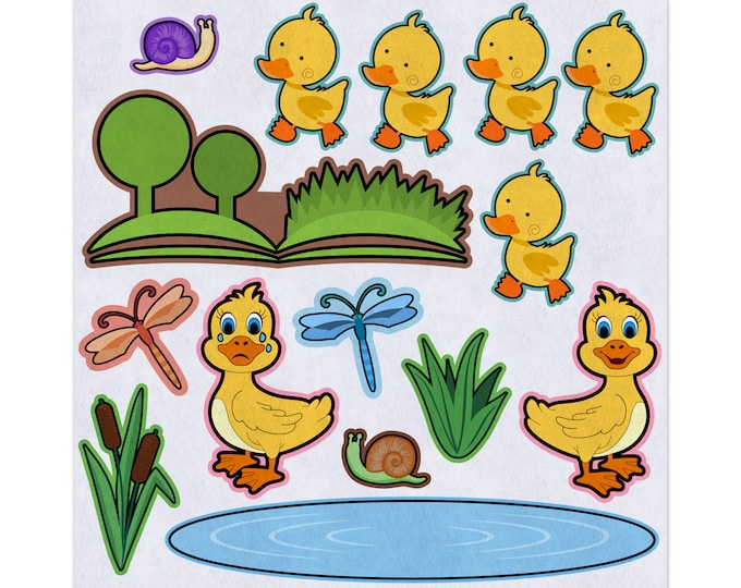 5 Little Ducks, Nursery Rhyme, Learn to Count, Felt Storyboard Art ...