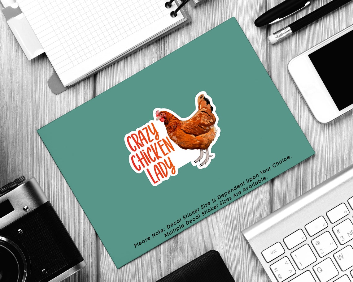 Crazy Chicken Lady Vinyl Decal Sticker Sizes 2 Inch up to 7.5 - Etsy