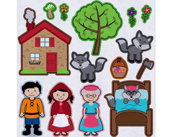 Little Red Riding Hood Felt Board Story // Flannel Board Pieces ...