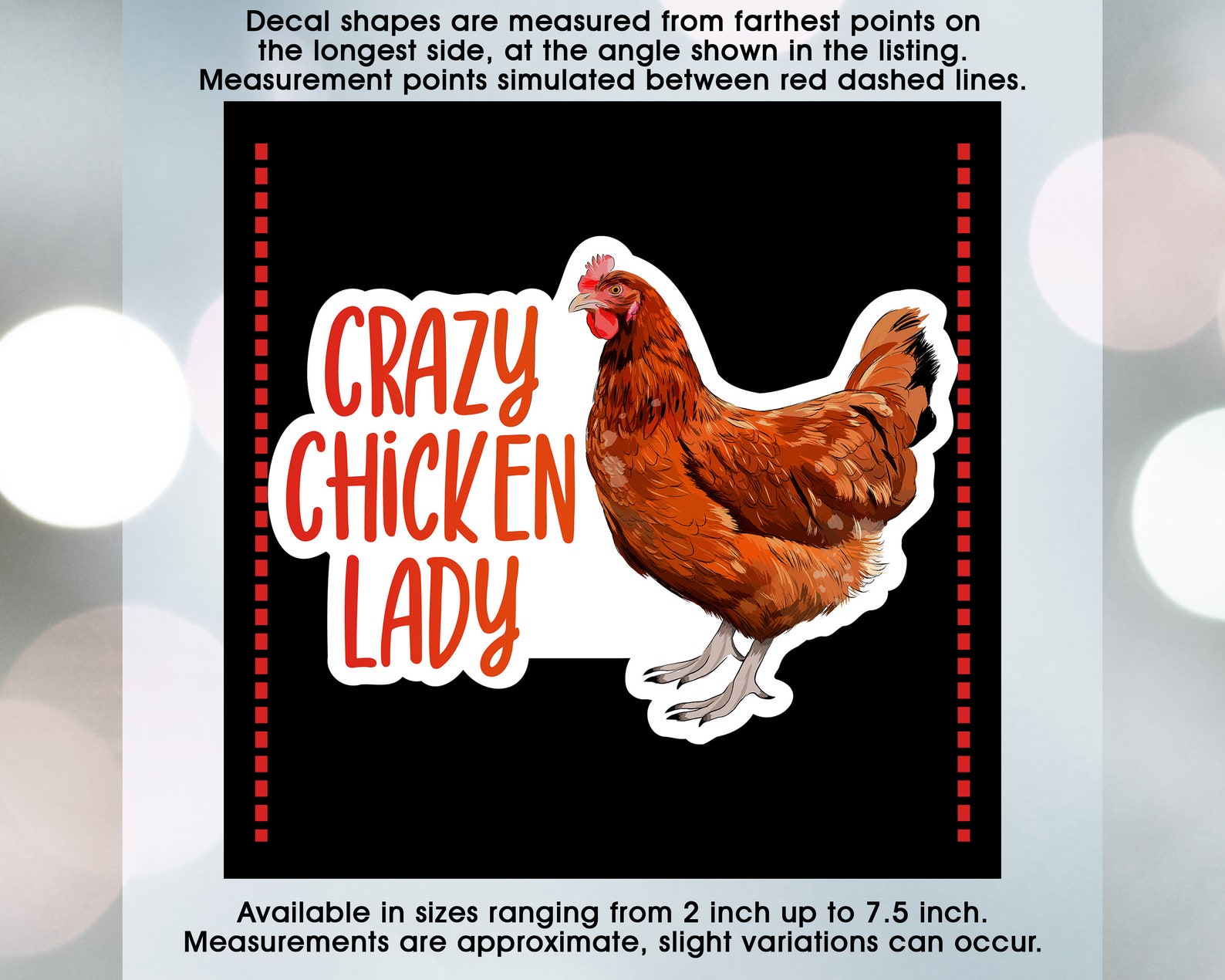 Crazy Chicken Lady Vinyl Decal Sticker Sizes 2 Inch up to 7.5 - Etsy