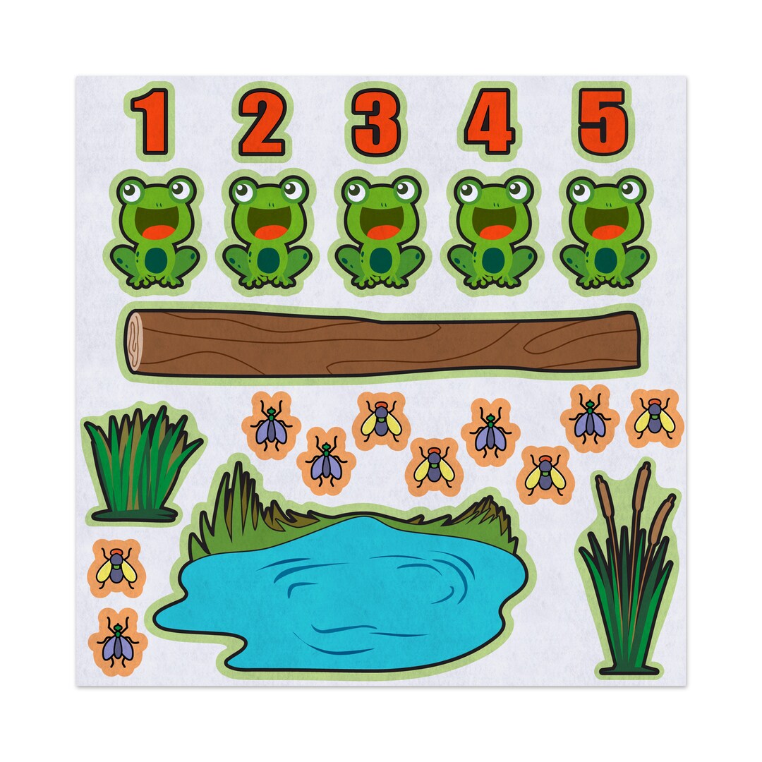 5 Green Speckled Frogs, Nursery Rhyme, Learn to Count, Felt Storyboard ...