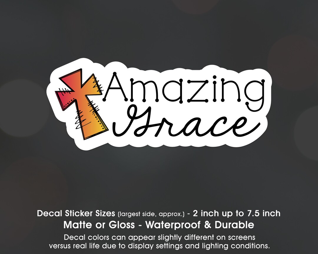 Amazing Grace Doodle Cross Pink Orange, Vinyl Decal Sticker Sizes 2 ...