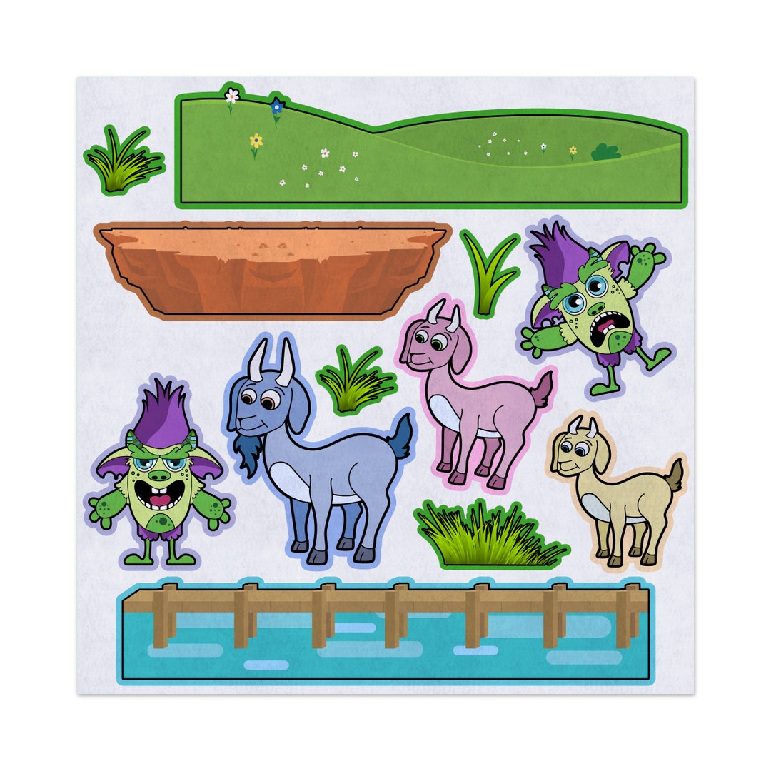 3 Billy Goats Gruff, Troll Bridge, Imaginative Play, Story Time, Felt ...