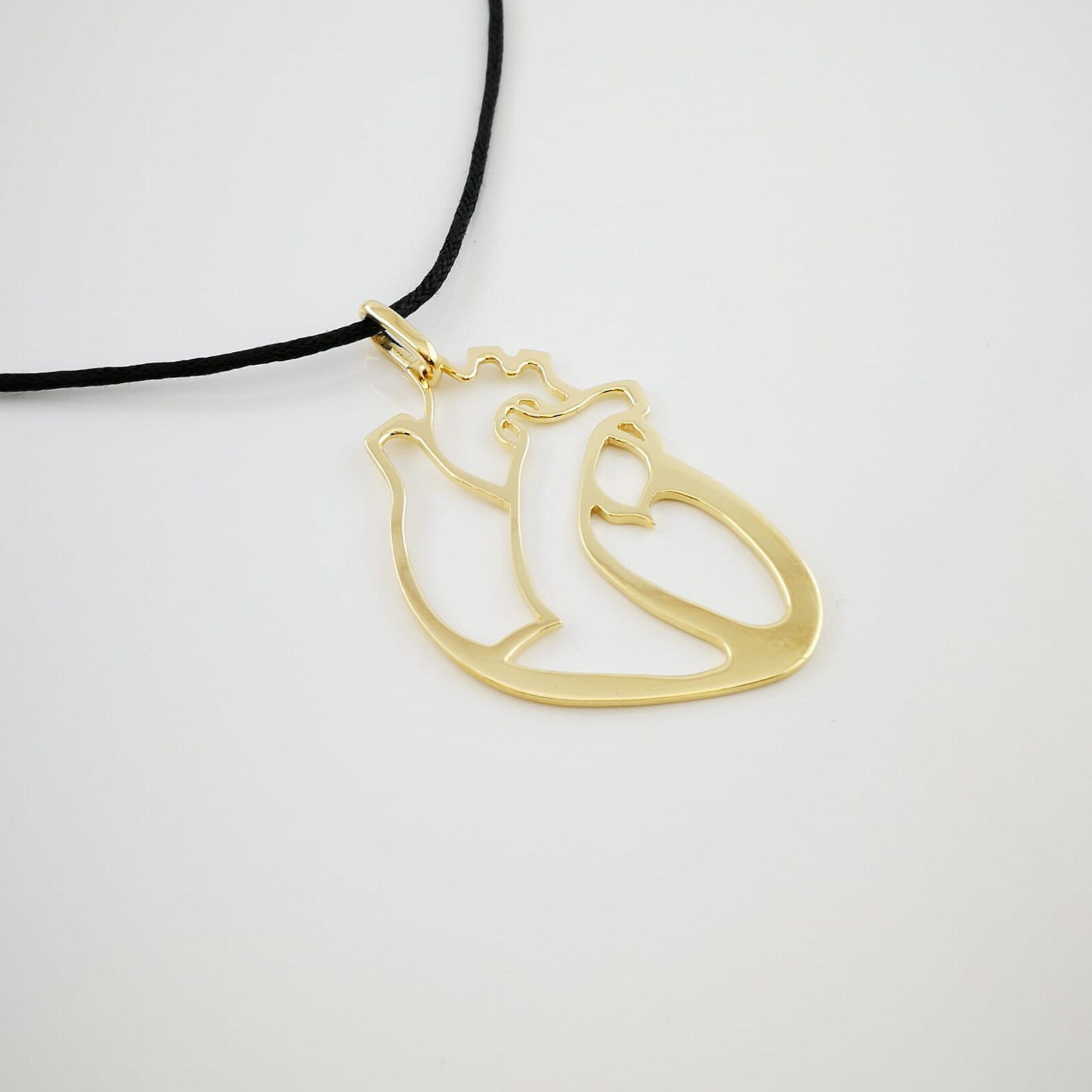 CORAZON,14K Gold Anatomical Heart Pendant,gold Human Heart,valentine's ...