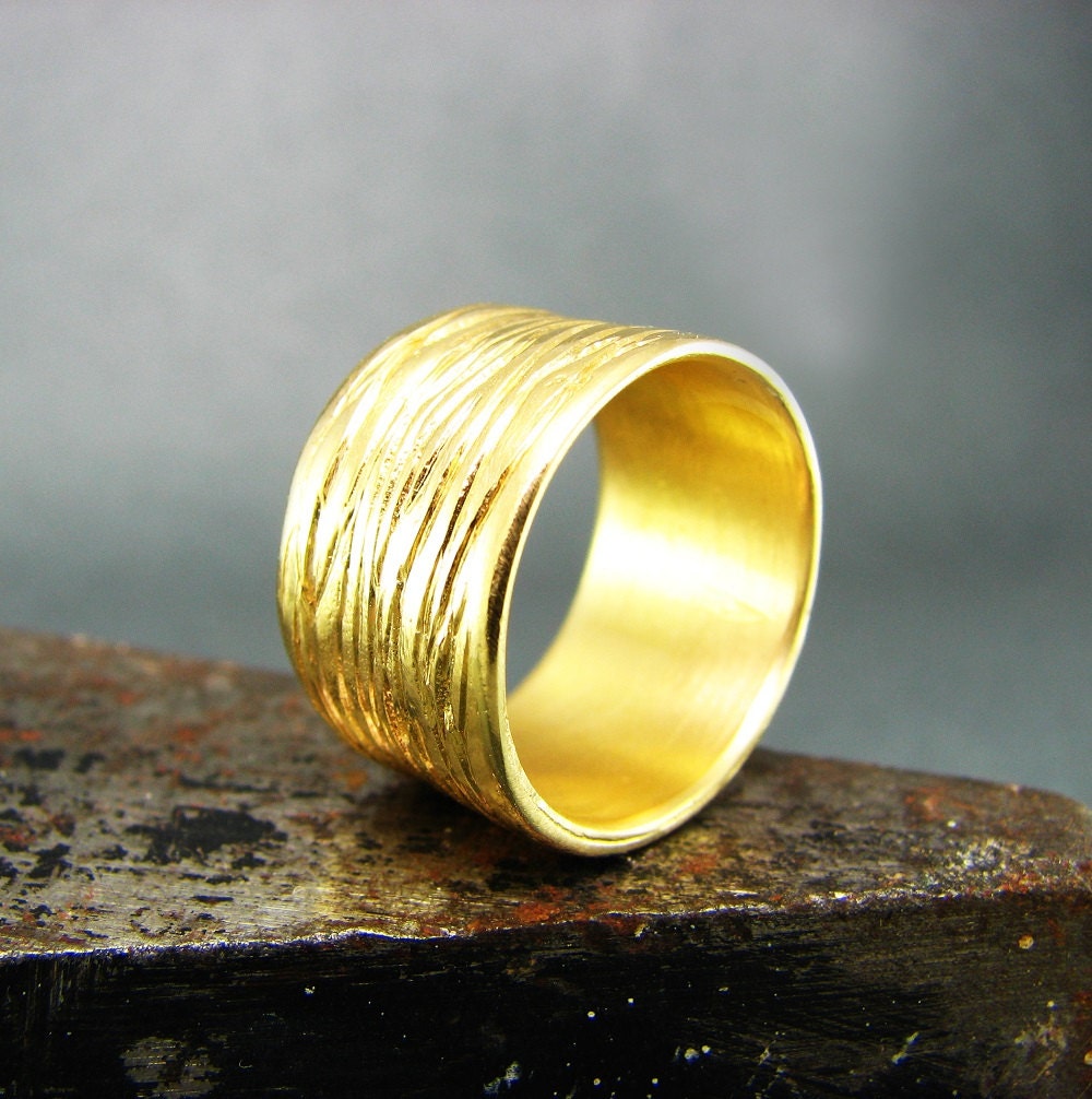 STREAM,14K Wedding Band,organic Texture Ring,wide Wedding Band ...