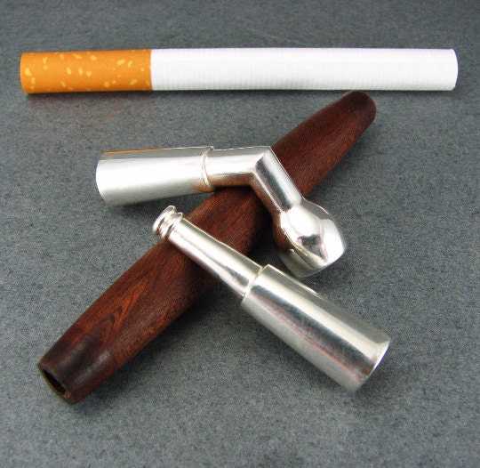 Silver Smoking Pipe,sterling Silver & Mahogany Wood,hand Made Pipe ...