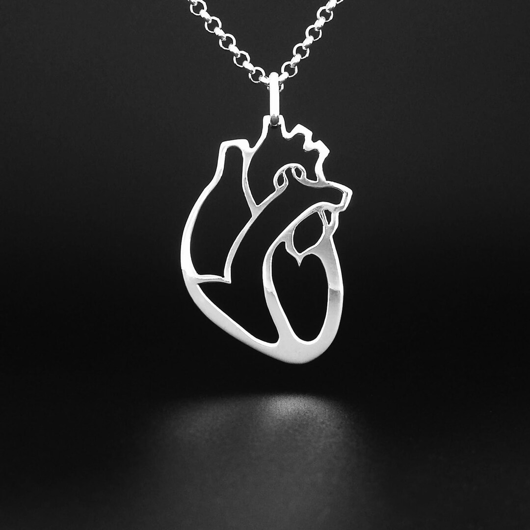 CORAZON,14K Gold Anatomical Heart Pendant,gold Human Heart,valentine's ...