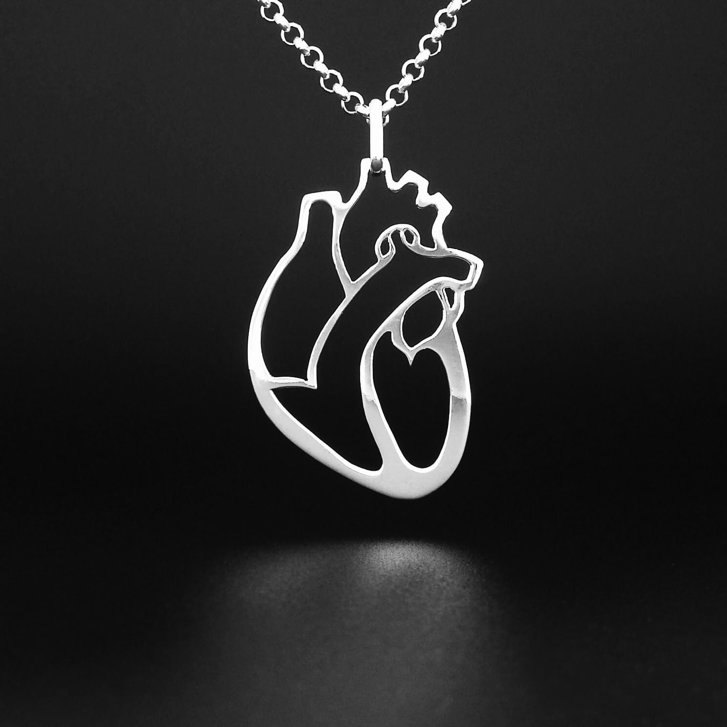 CORAZON,14K Gold Anatomical Heart Pendant,gold Human Heart,valentine's ...