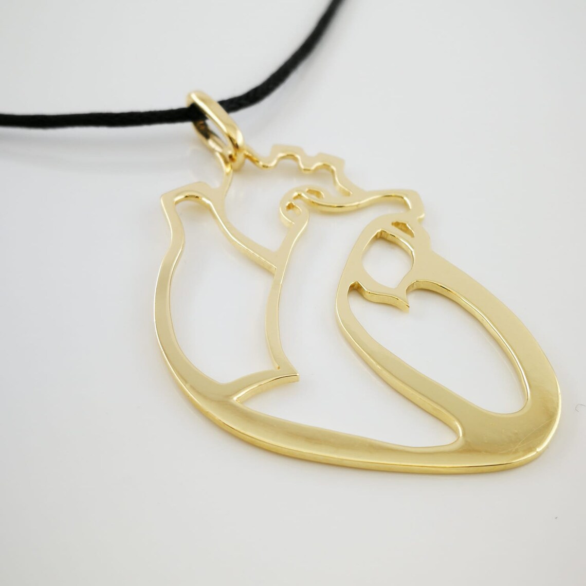 CORAZON,14K Gold Anatomical Heart Pendant,gold Human Heart,valentine's ...