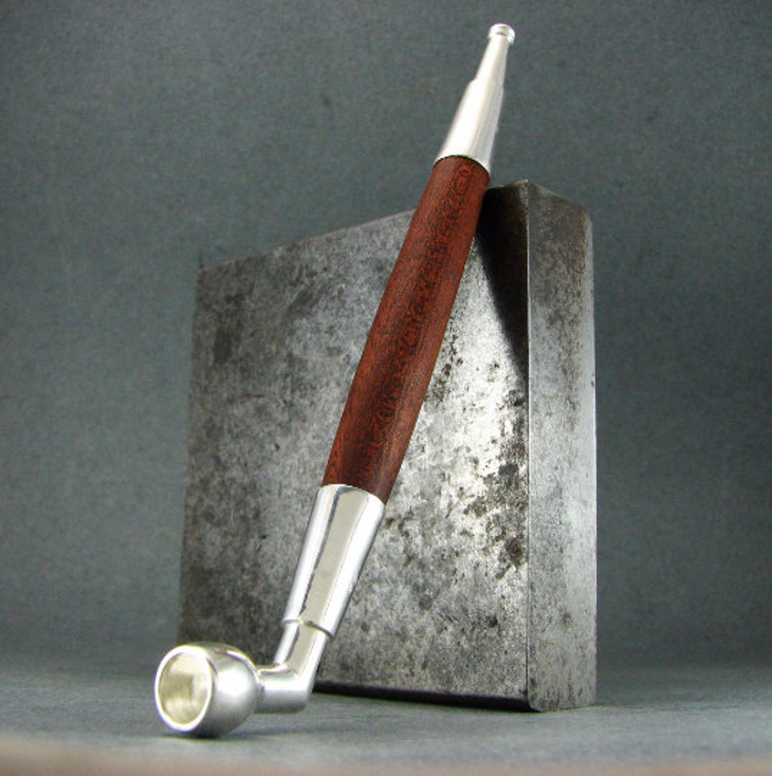 Silver Smoking Pipe,sterling Silver & Mahogany Wood,hand Made Pipe ...