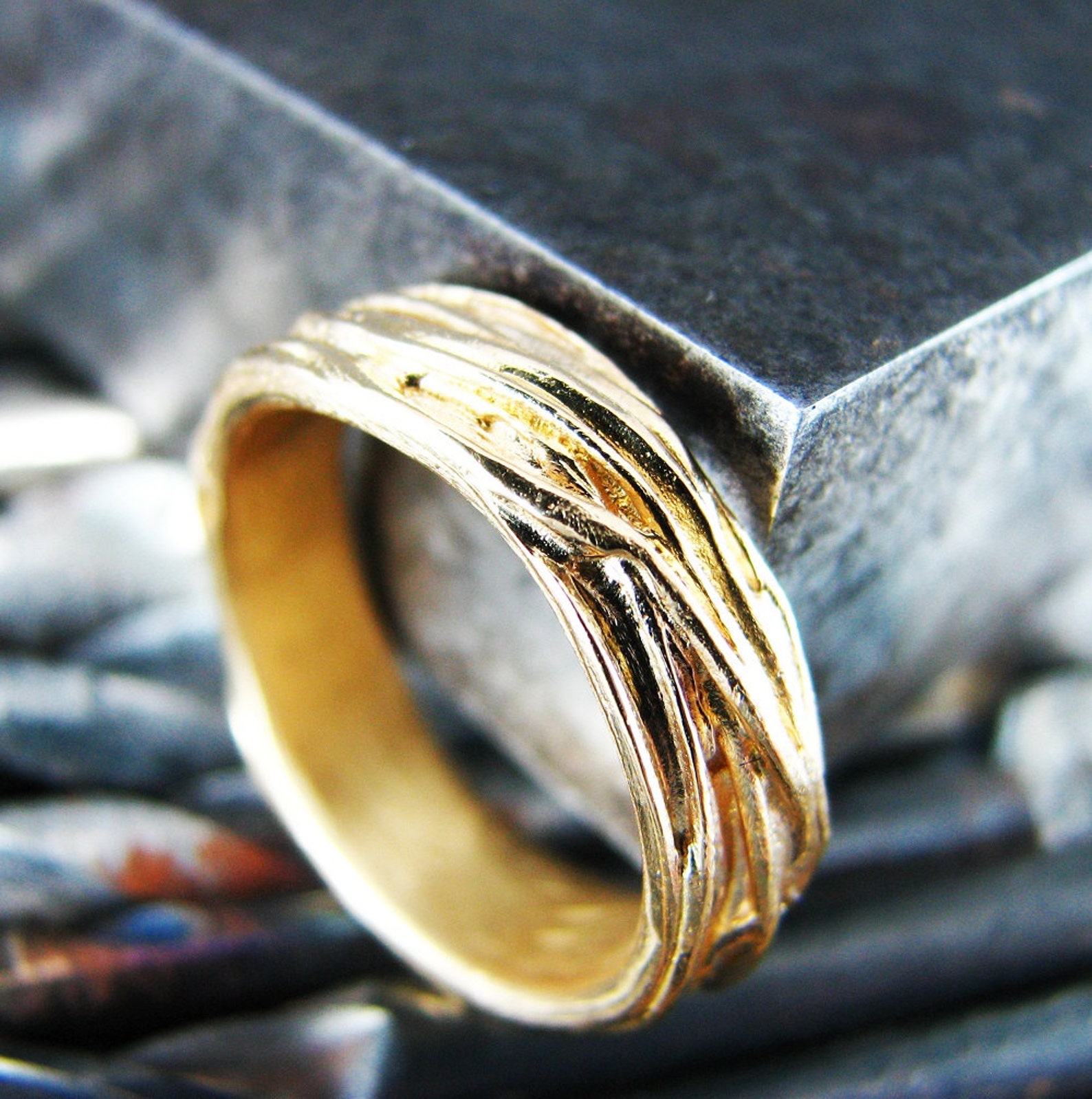 Nest,organic Wedding Ring,unisex Wedding Band,rustic Gold Ring,14k Gold ...