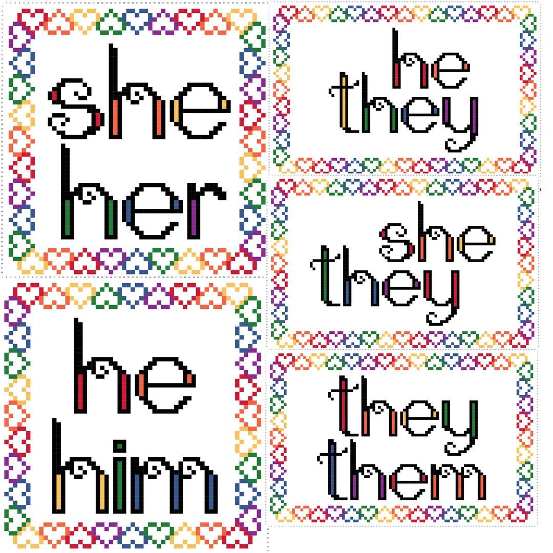 Rainbow Pronouns Cross Stitch Pattern Bundle - Etsy