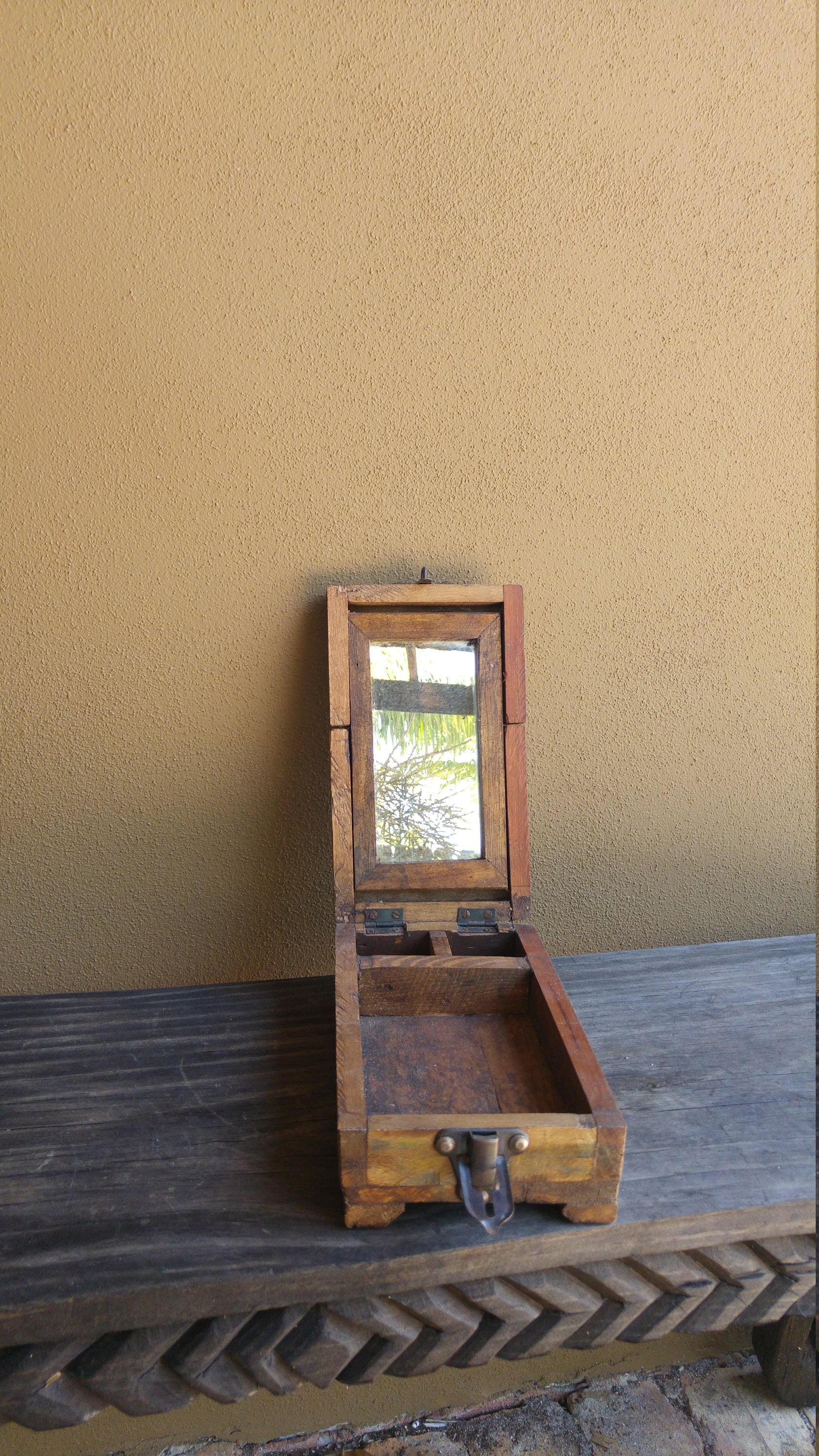Hand Made Rustic Wood Folding Mirror Box - Etsy