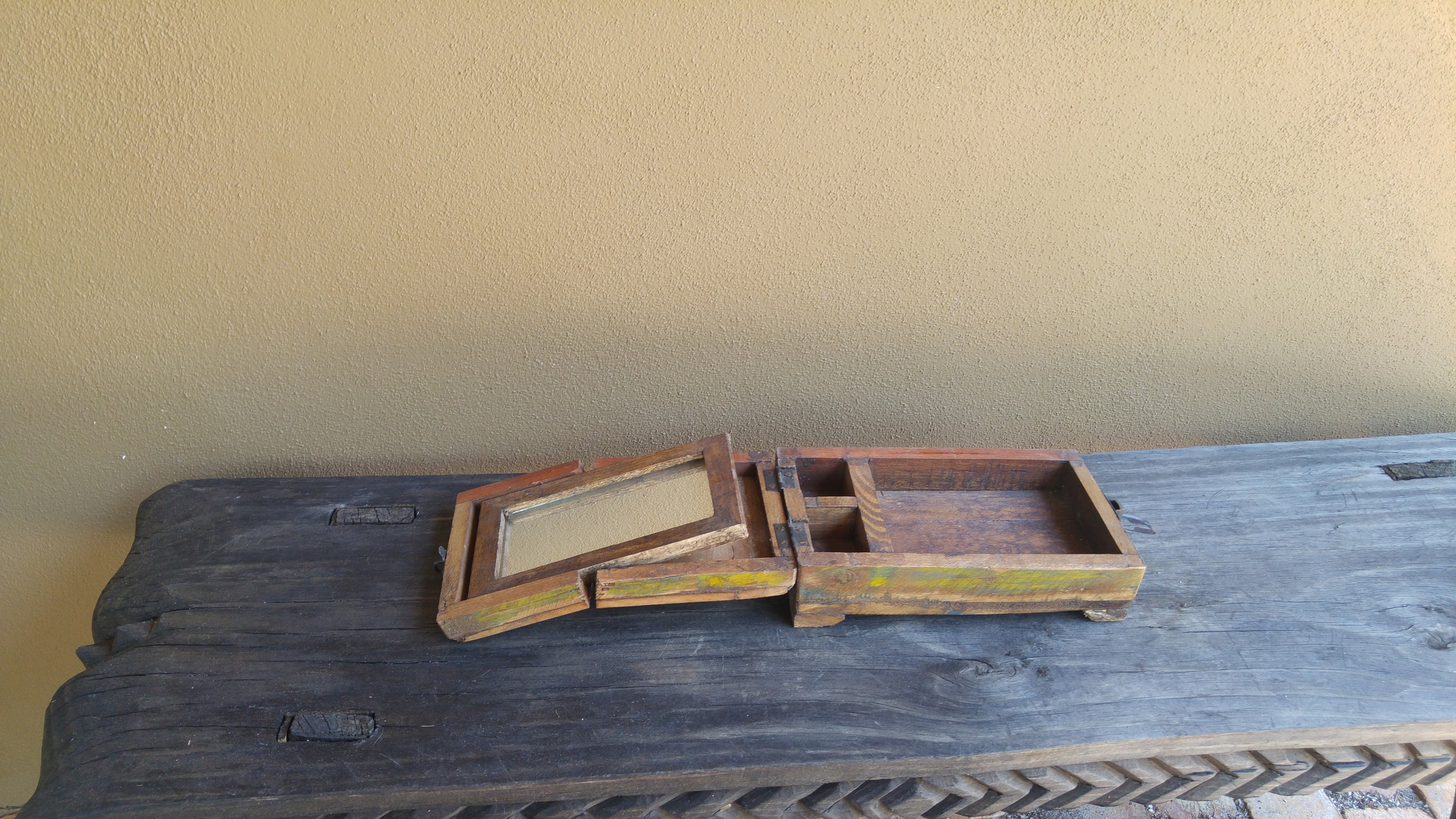 Hand Made Rustic Wood Folding Mirror Box - Etsy