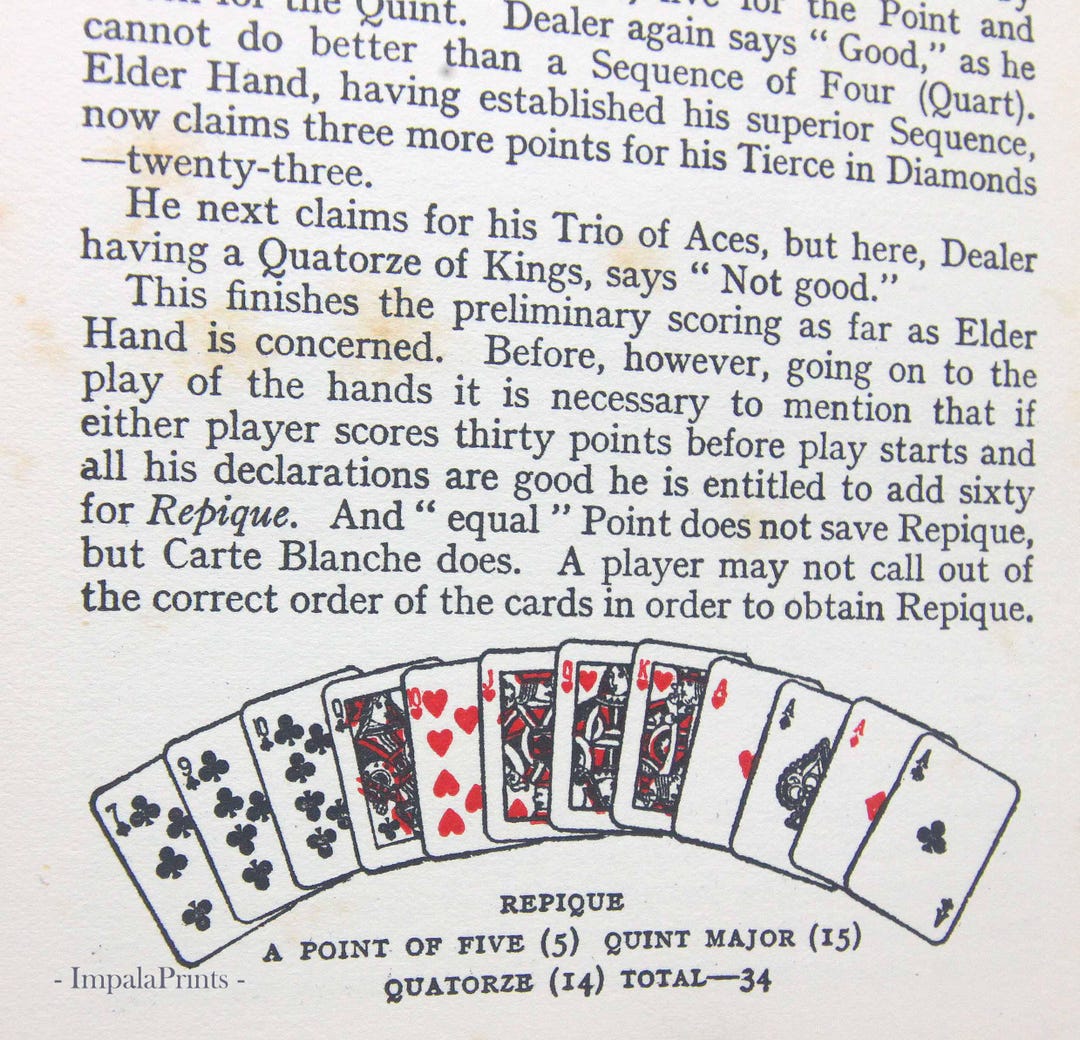 Vintage 1933 Popular Card Games Book, Playing Cards Guide, Illustrated ...