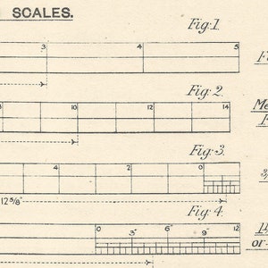 Plain Scale Machine Drawing, 1910s Art Industrial Print Engineering ...
