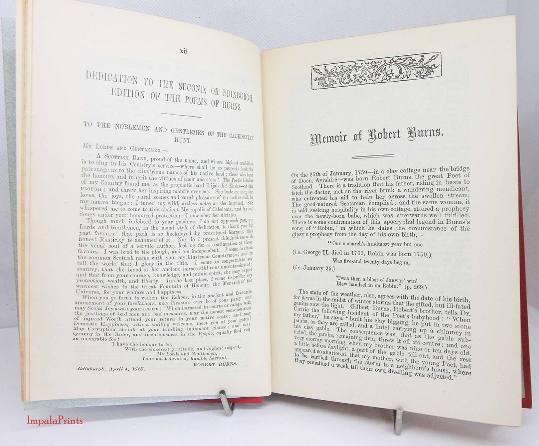 Poetical Works Robert Burns Antique Red Vintage Poetry Book Poetical ...