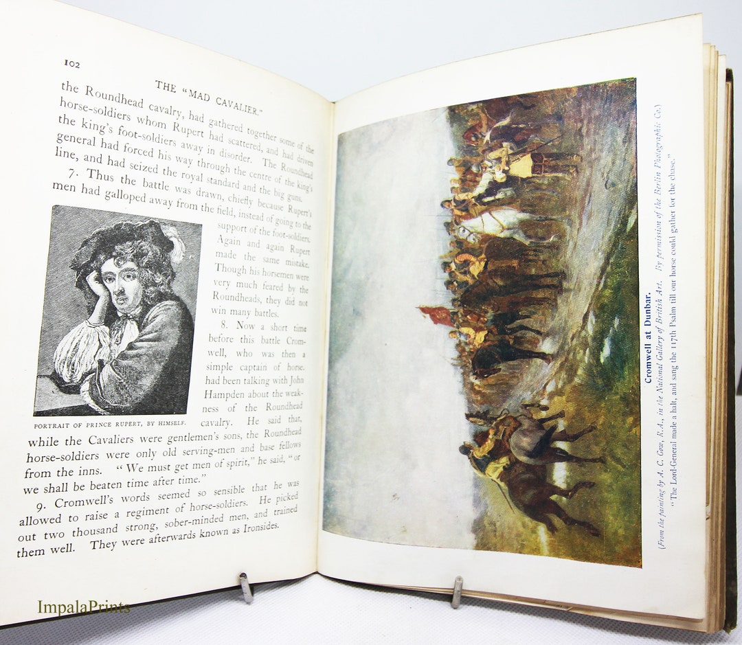 Antique History 1918 Textbook Illustrated Colour History of England School Textbook Picture Book ...