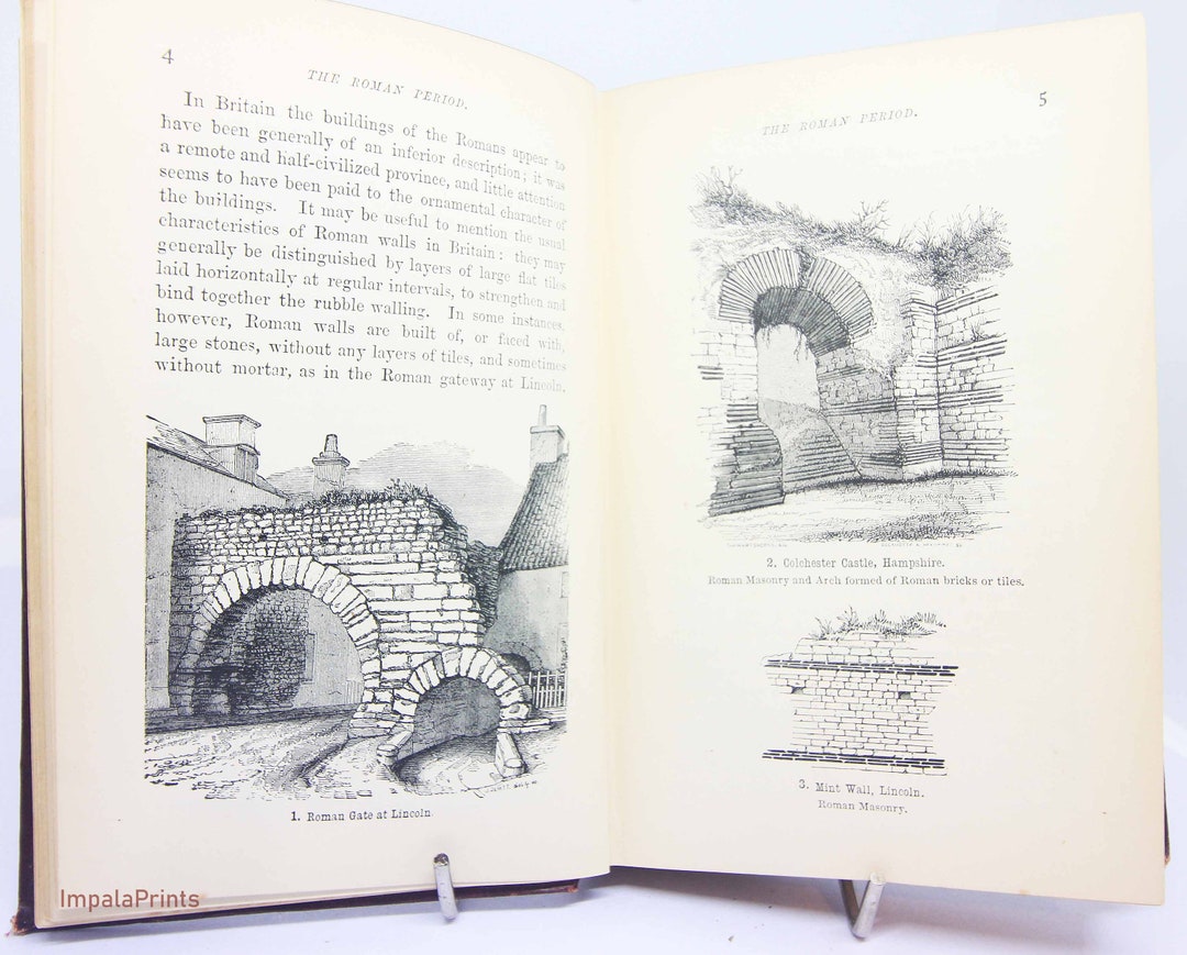 Gothic Architecture Building Antique 1902 Vintage Old Book Handbook ...