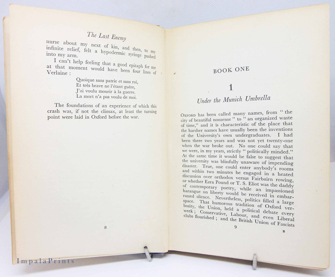 Aviation Book Battle of Britain the Last Enemy Richard Hillary 1942 ...