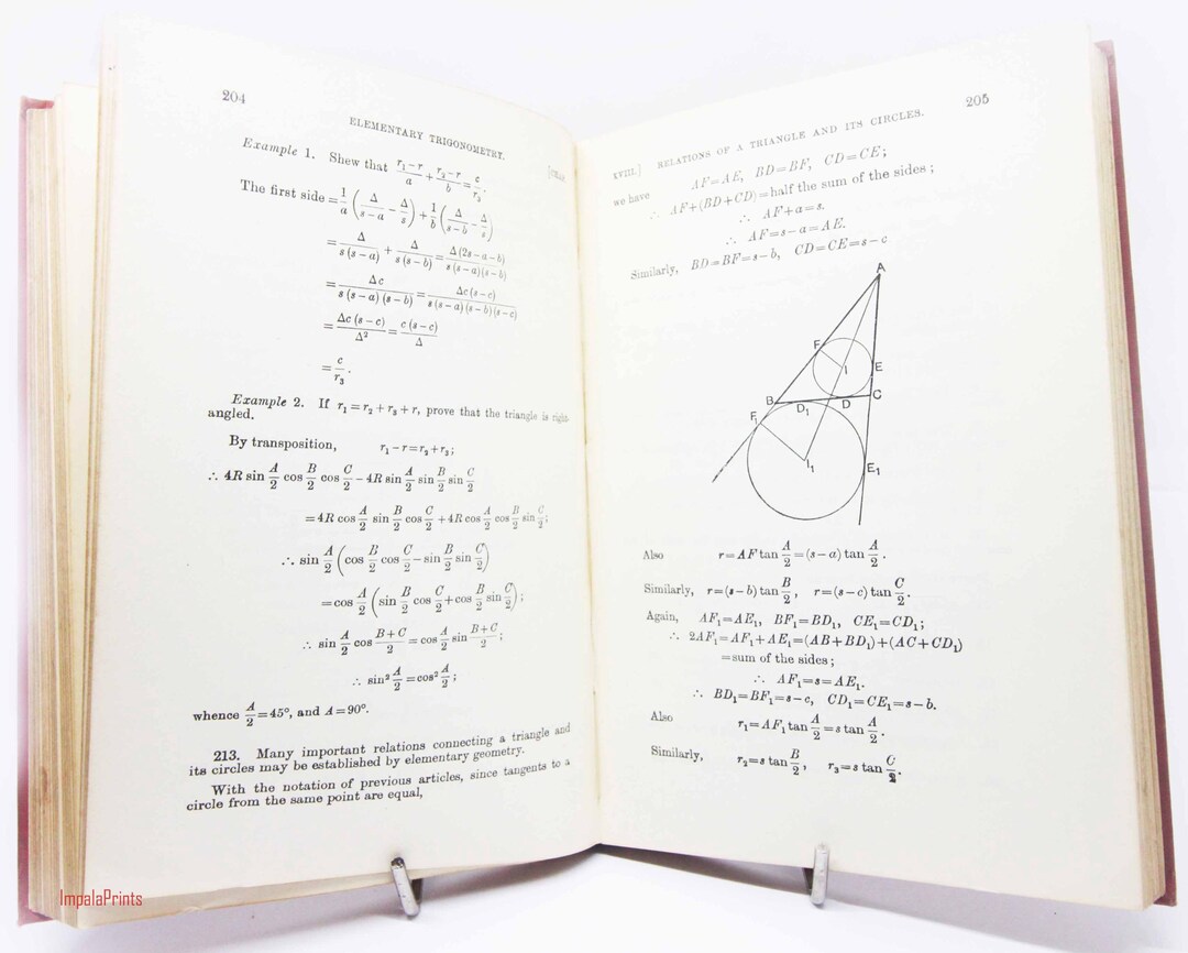 School Mathematics Trigonometry Book 1939 Maths Book Classic Vintage ...