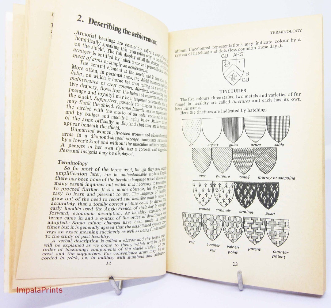 Heraldry Book, Red Vintage Coat of Arms Book Cultural English History ...