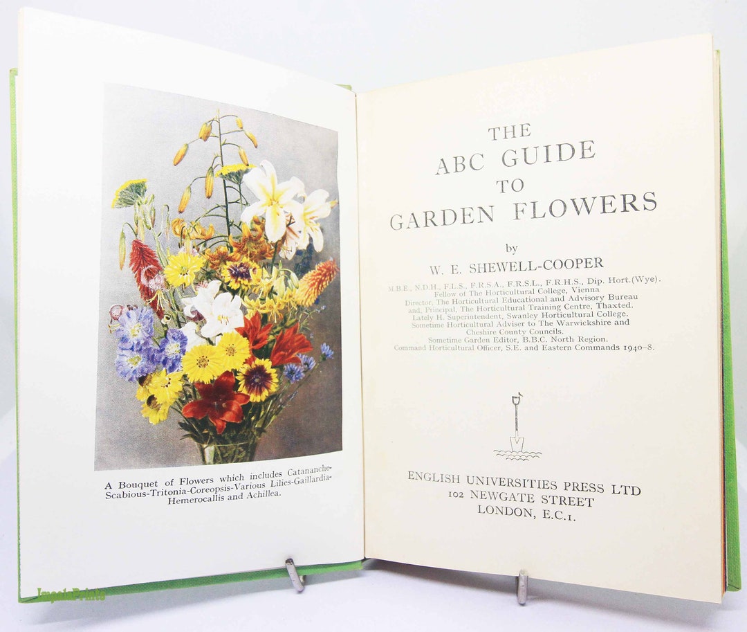 Garden Flowers the ABC Guide Vintage Books Illustrated 1955 Old Book ...