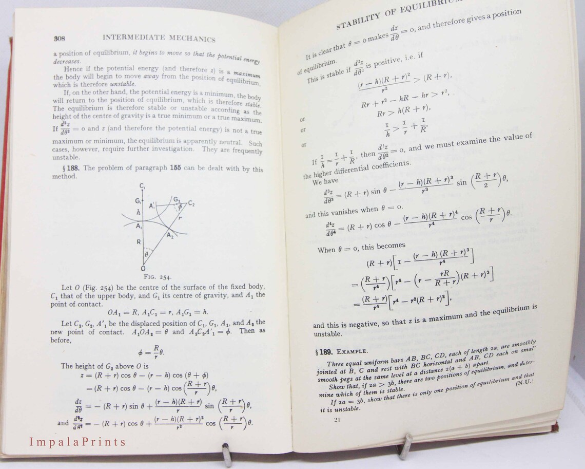 Mechanics Maths Book, 1940s Statics & Hydrostatics Mathematics Vintage ...