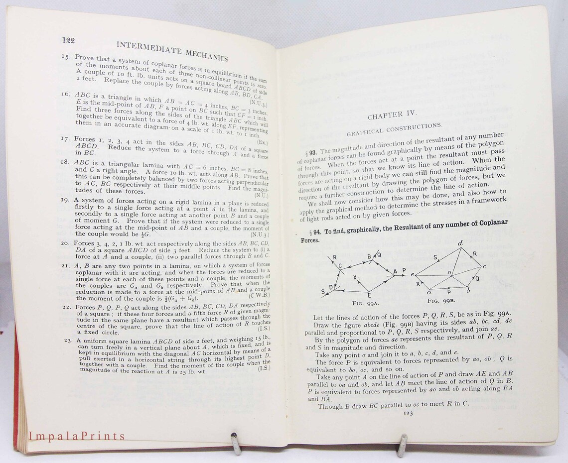 Mechanics Maths Book, 1940s Statics & Hydrostatics Mathematics Vintage ...
