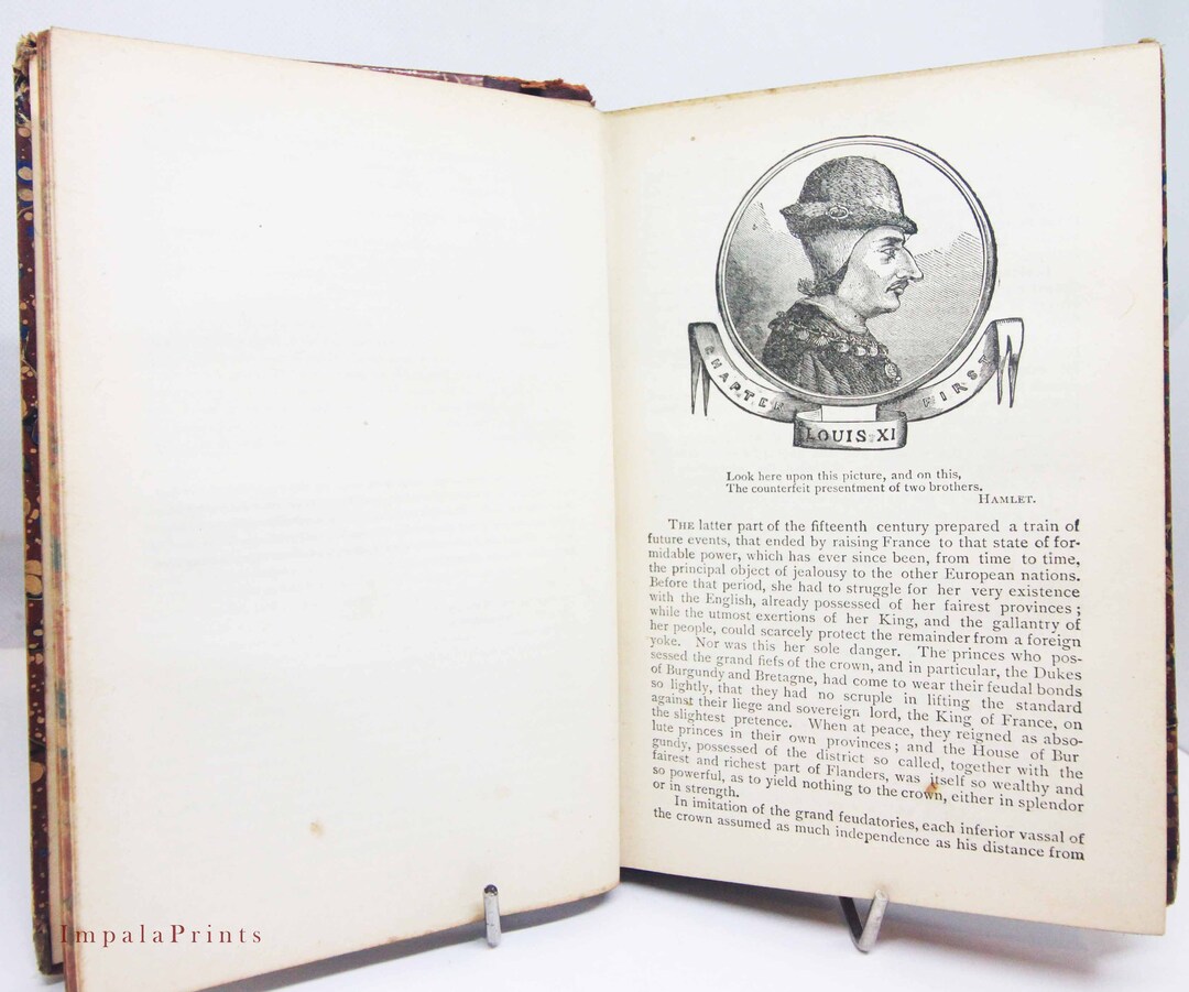 Antique Book Quentin Durward Walter Scott, Vintage 1800s Hardback ...
