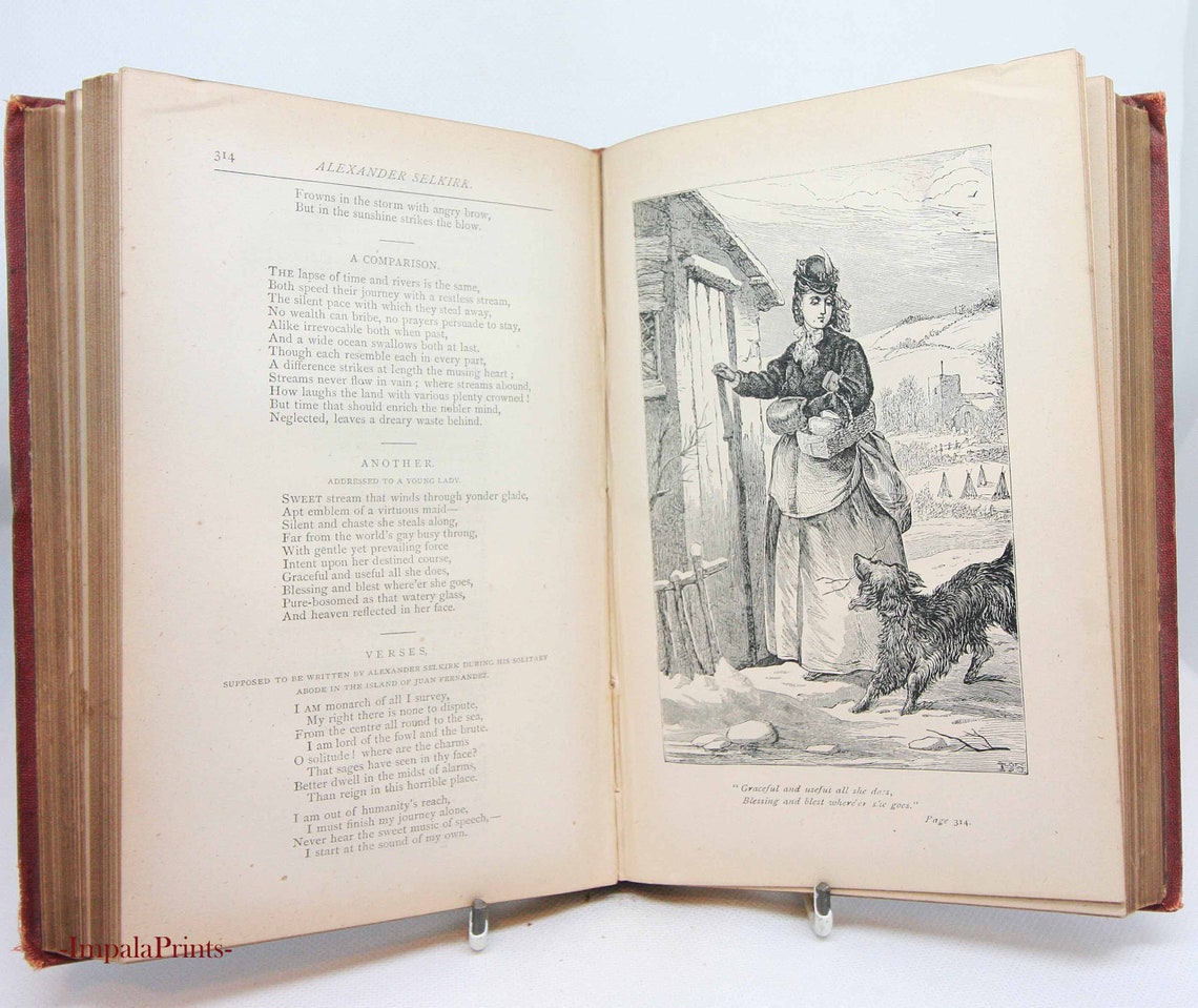 Poems by William Cowper 1800s Poetry Vintage Book Hardback Antique Rare ...