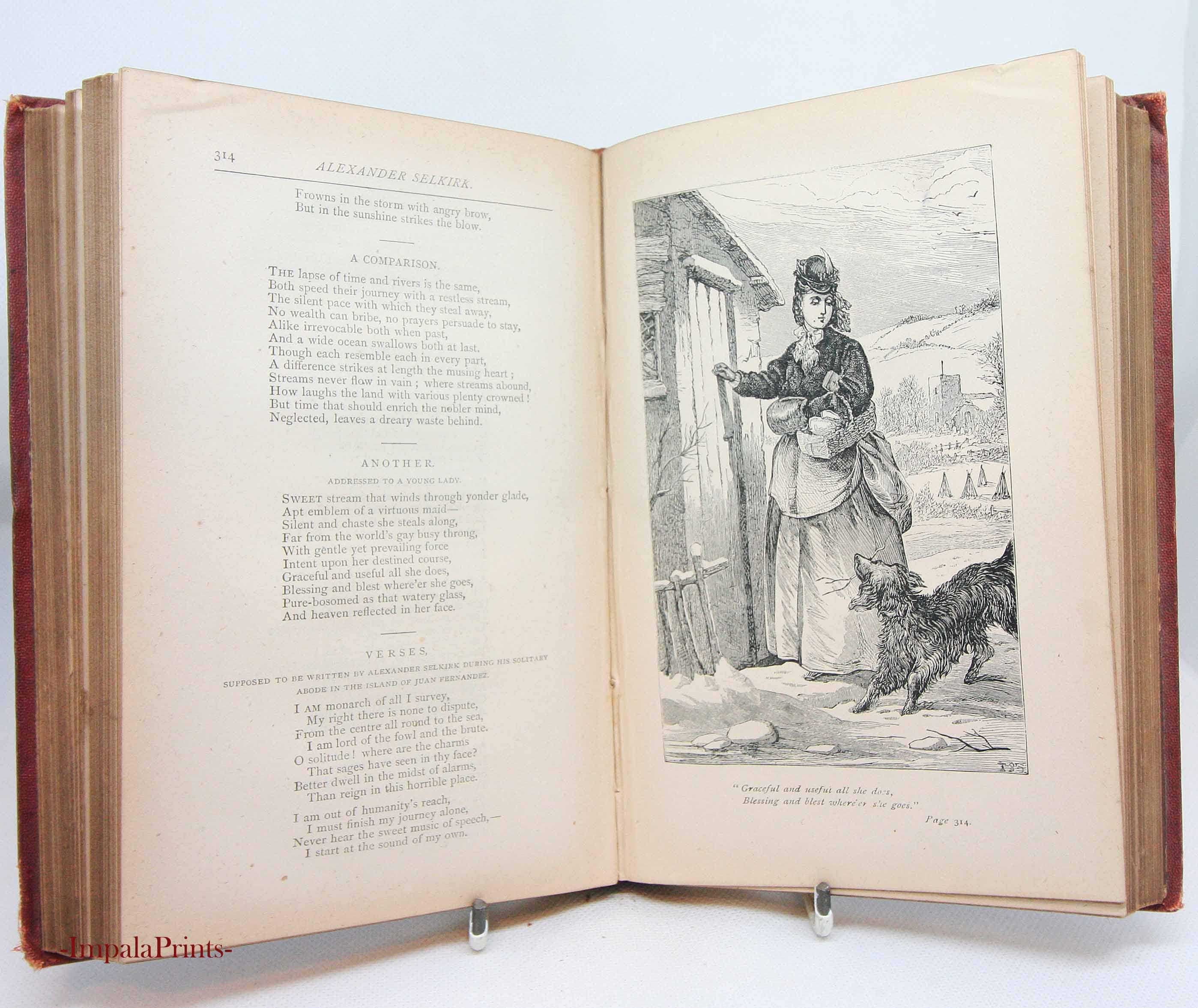 Poems by William Cowper 1800s Poetry Vintage Book Hardback Antique Rare ...
