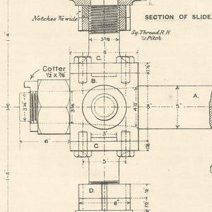 Industrial Print Crosshead With Slide 1920s Vintageengineering Drawings ...