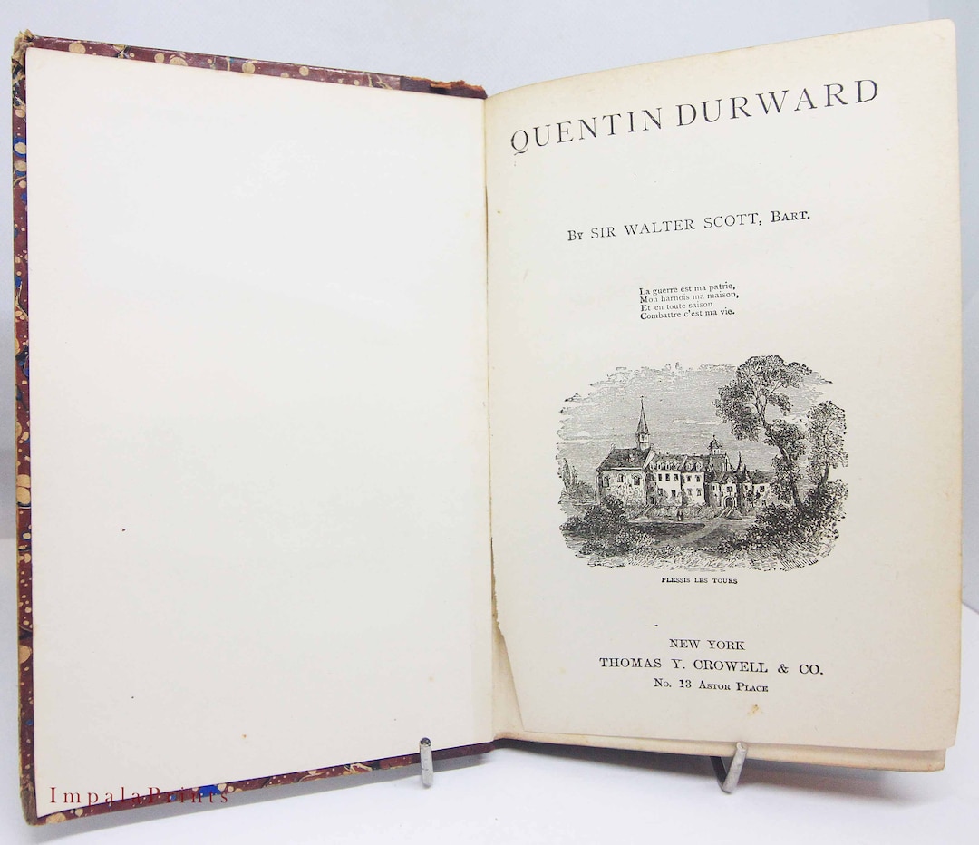 Antique Book Quentin Durward Walter Scott, Vintage 1800s Hardback ...