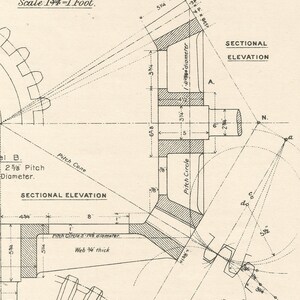 Bevel Wheel Blueprint Cylinder End 1920s Vintage Industrial - Etsy