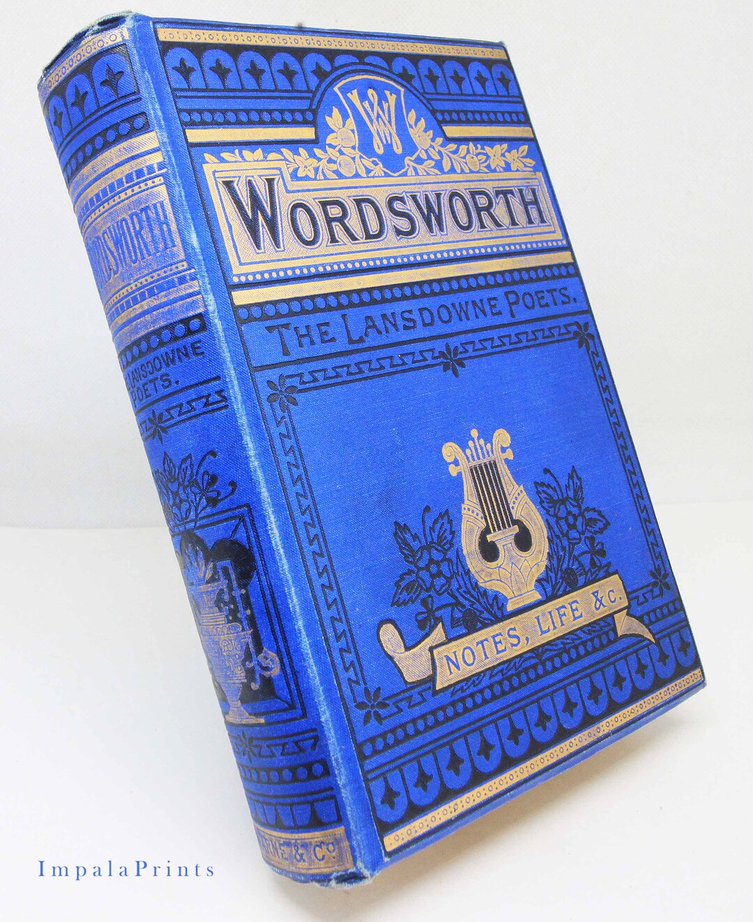 Antique Book Wordsworth Works Blue Illustrated 1900s Hardback Gift Book ...