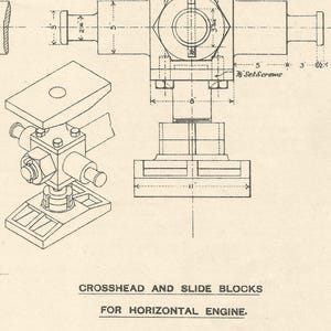 Industrial Print Crosshead With Slide 1920s Vintageengineering Drawings Blueprint Art Plan Gift ...