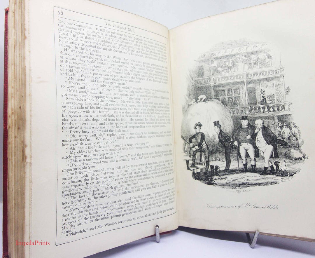 Pickwick Papers, Illustrated Charles Dickens Vintage Red Hardback Book Historical Classic ...