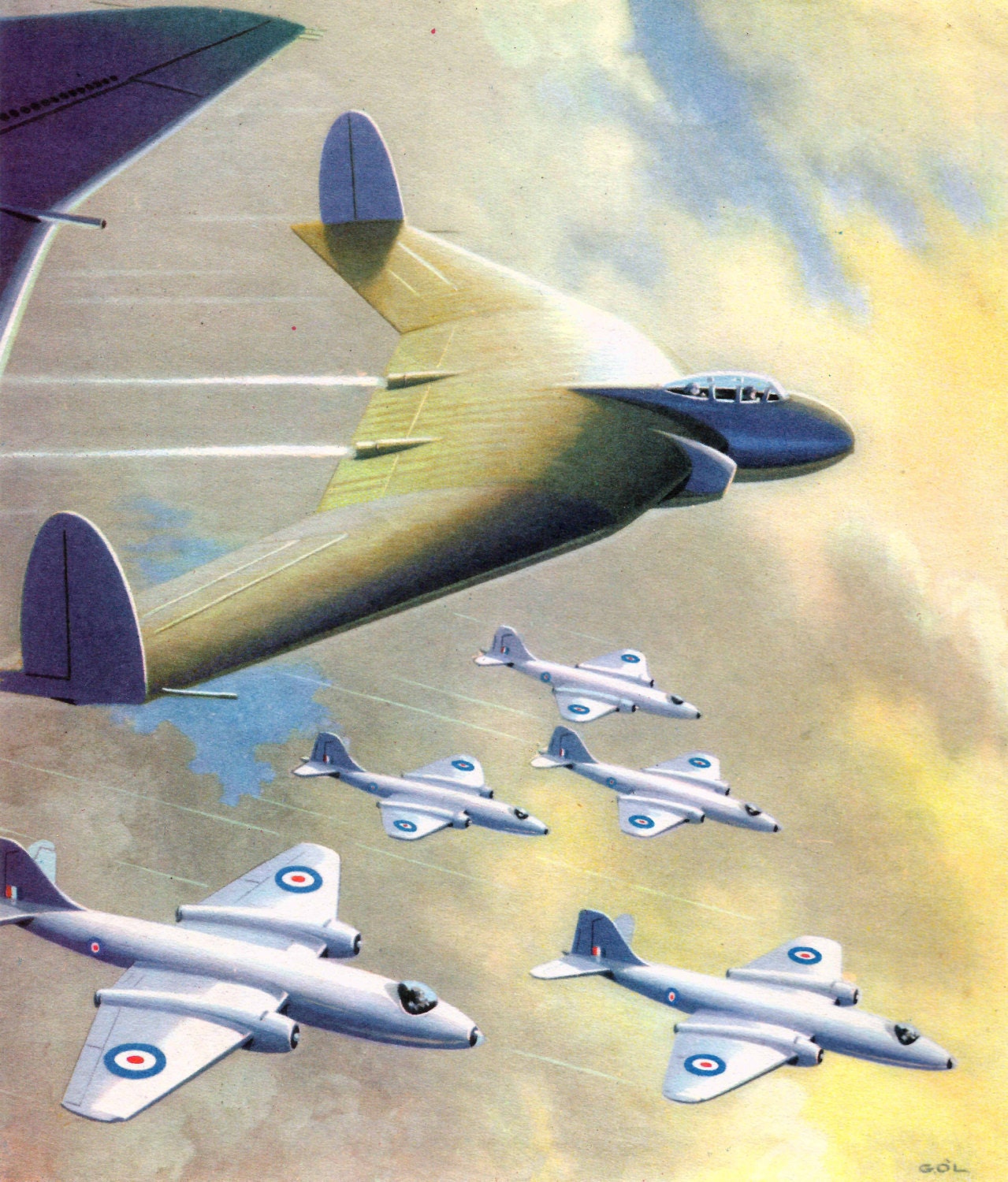 Flying Wing 1950s Travel Aviation Print jet aircraft Vintage | Etsy