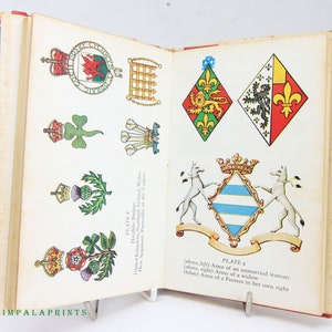 Heraldry Book, Red Vintage Coat of Arms Book Cultural English History ...