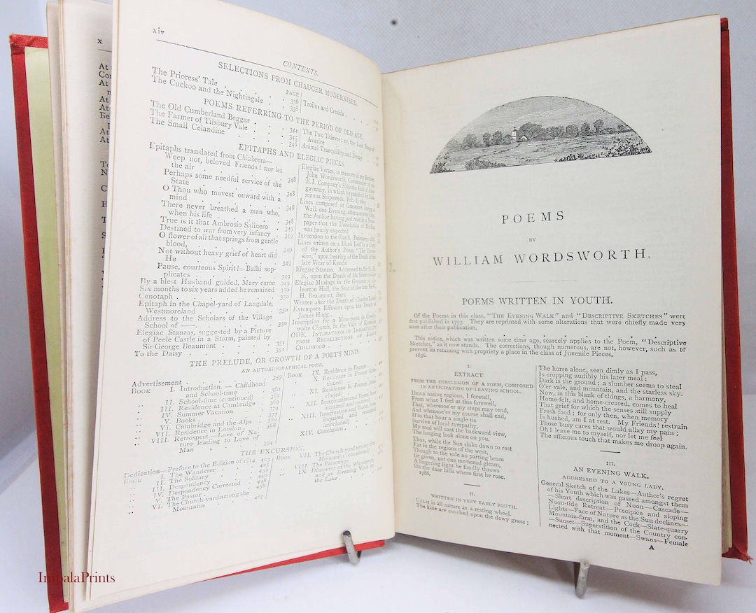 Wordsworth Poetical Works Antique Red Hardback Gift Book 1900 Poems ...