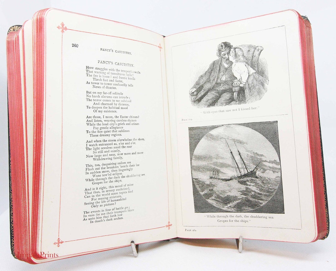 Antique Poetry Book 1800s Black Lowell Works Gift Vintage Book Hardback ...