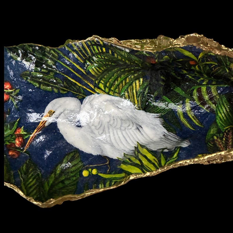 Luxury Feng-shui Prosperity Bowl Decoupage Oyster Shell/spiritual Altar ...