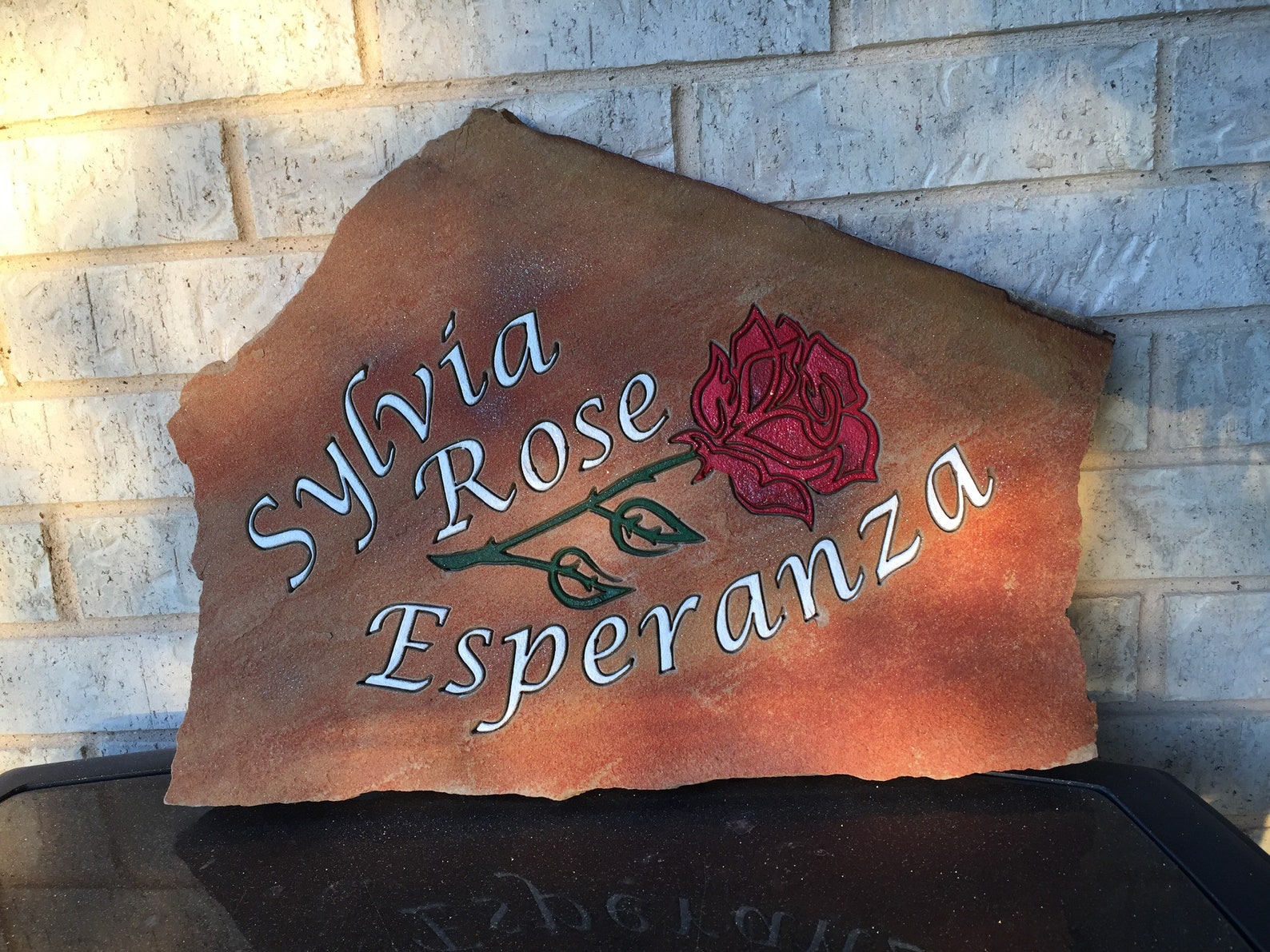 Custom Engraved Flagstone Rock Sign Memorial Headstone | Etsy