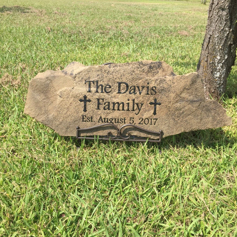 Custom Engraved Flagstone Rock Sign Memorial Headstone | Etsy