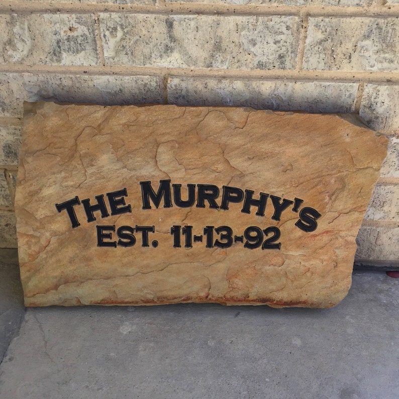Custom Engraved Flagstone Rock Sign Memorial Headstone | Etsy