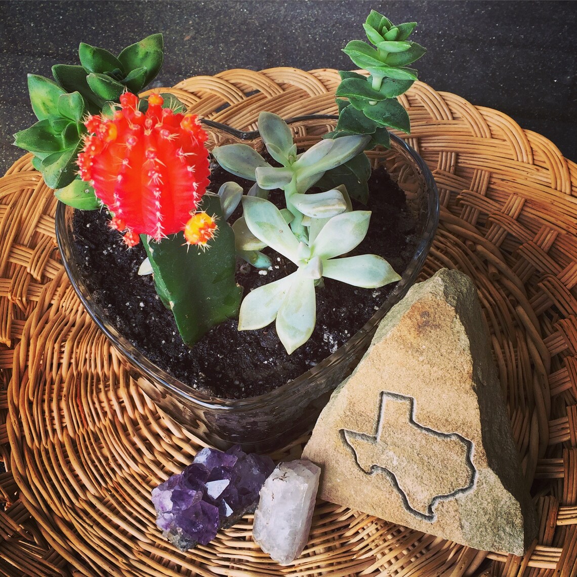 Tiny Texas Shape Engraved Flagstone Stone Succulent Garden - Etsy