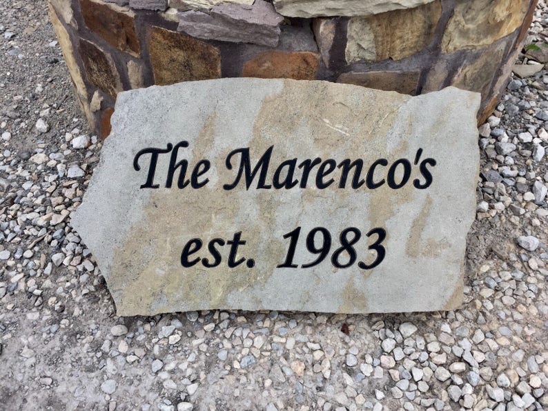 Custom Engraved Flagstone Rock Sign Memorial Headstone - Etsy